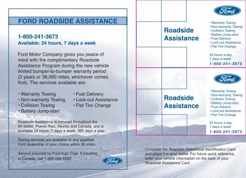 Ford E-450 2006 - Roadside Assistance Card Printing 1 (pdf)