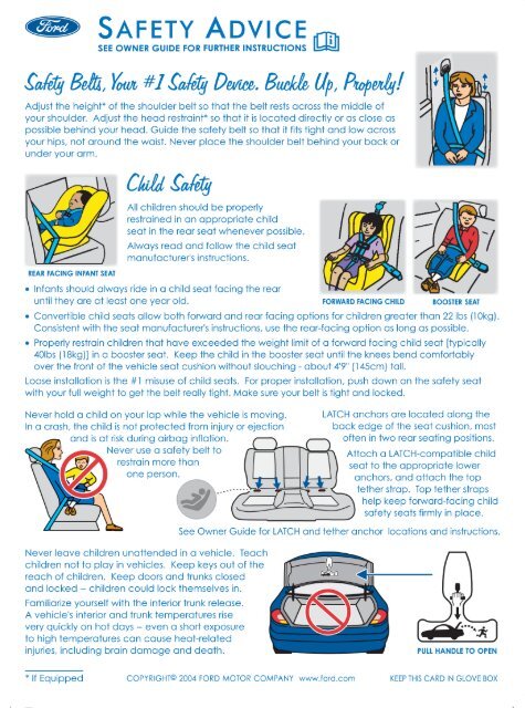 Ford Mustang 2006 - Safety Advice Card Printing 2 (pdf)