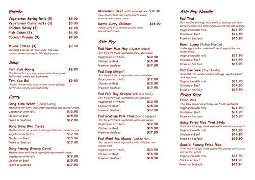 Take Away Menu (PDF) - Thai Street