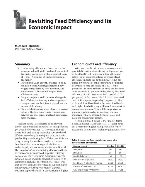 Revisiting Feed Efficiency and Its Economic Impact - Dairy Web