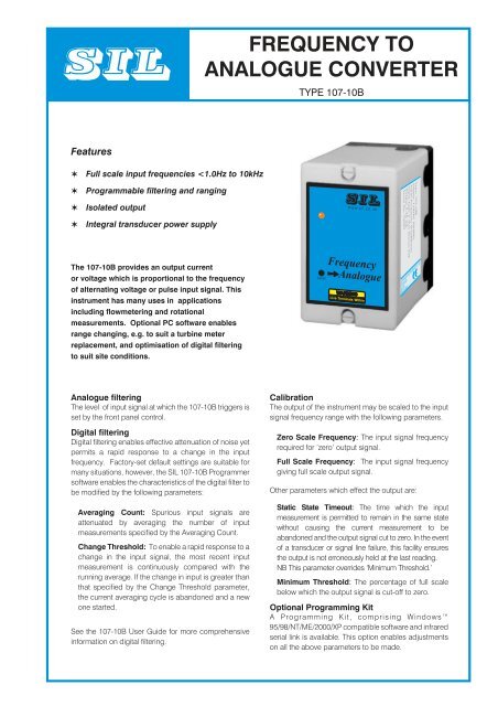 Frequency to analogue data sheet (pdf) - Stroud Instruments Ltd