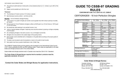 Certigrade 18" Perfection Grading Rules - Cedar Shake and Shingle ...