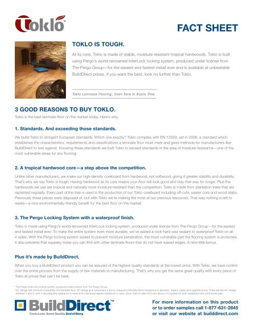 Toklo Laminate Flooring Fact Sheet - WordPress.com