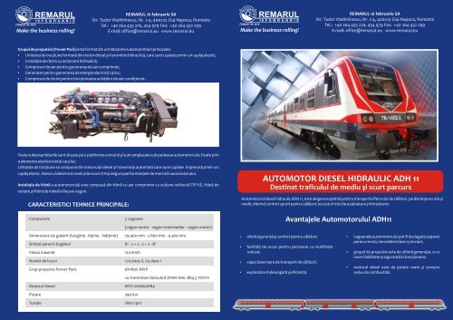 Fisa prezentare Automotor Diesel Hidraulic ADH11 - Remarul