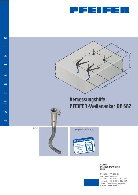 Bemessungshilfe PFEIFER-Wellenanker DB 682