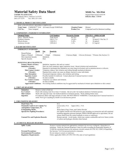 MS-9544 - Cosmic Plastics Inc.