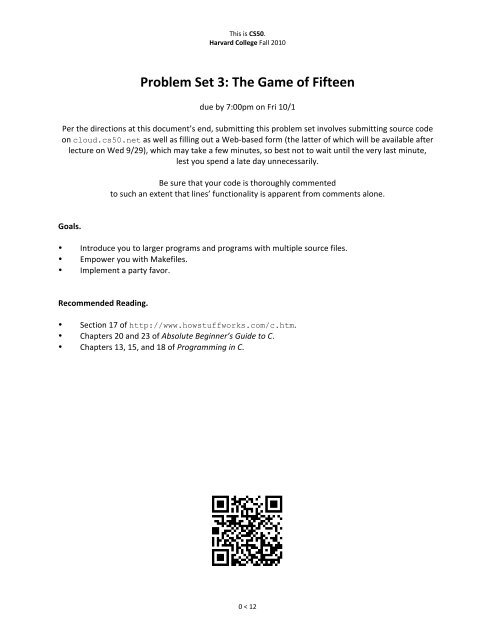 Problem Set 3: The Game of Fifteen - This is CS50.