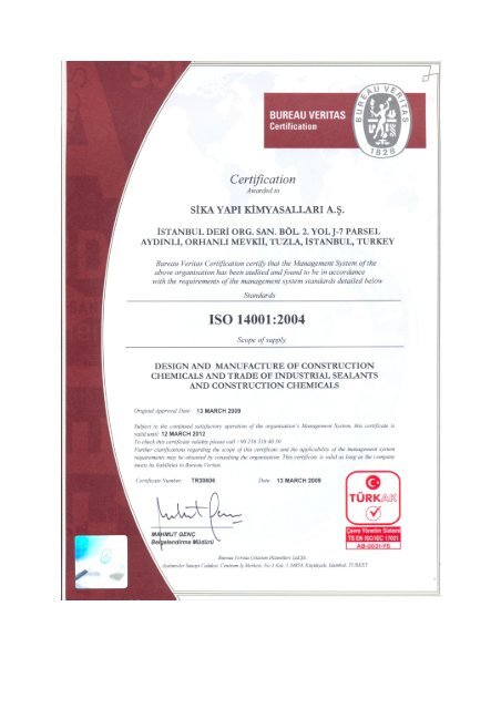 Sika ISO 14001:2004 - Himerpa