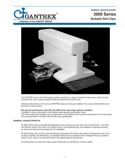 3000 Series Boltable Clips - Gantrex