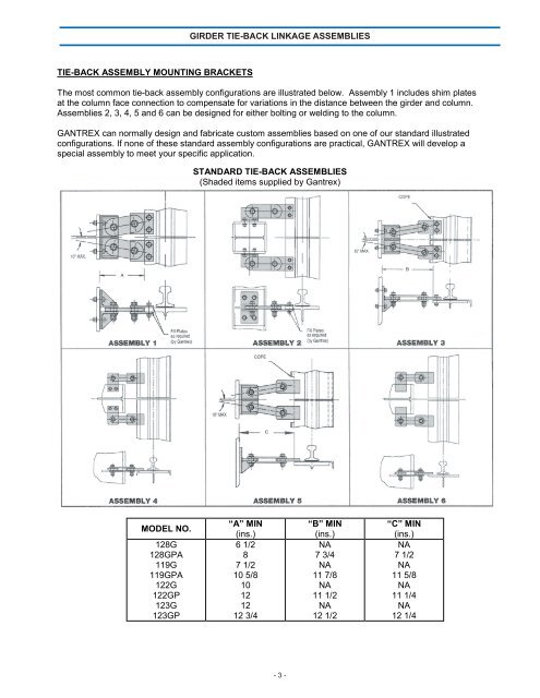 GIRDER TIE-BACK LINKAGE A
