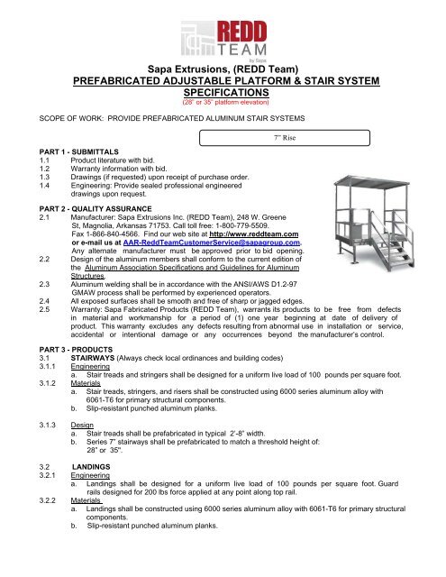 Technical Specs - REDD Team Mfg., Inc.