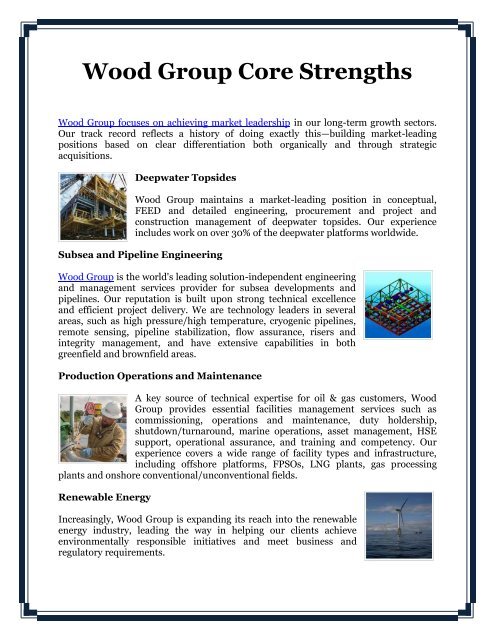 Wood Group Core Strengths