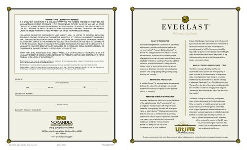 Warranty - Everlast Polymeric Cladding