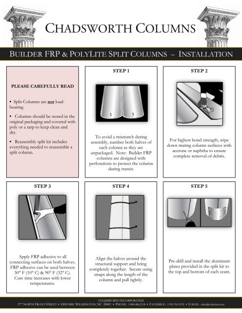 builder frp & polylite split columns – installation - Chadsworth Columns