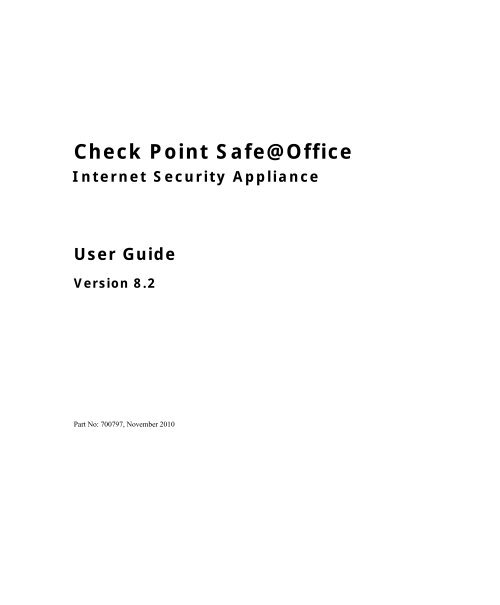 Getting to Know Your Safe@Office 1000N Appliance ... - Check Point