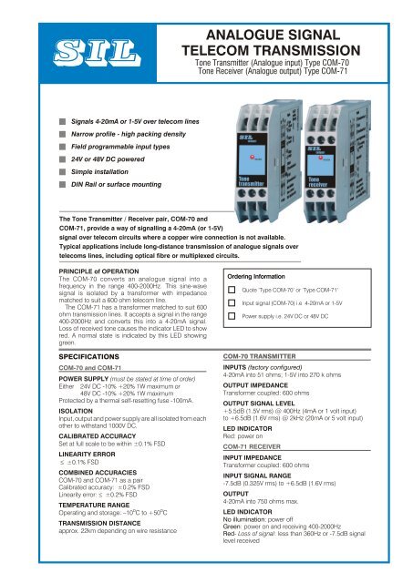 Analogue transmitter / receiver data sheet (pdf) - Stroud Instruments ...