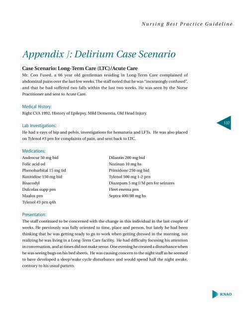 Delirium Case Scenario - Long-Term Care Best Practices Toolkit