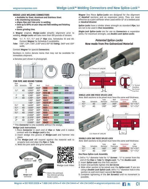 Connectors for Pipe and Tube - Wagnercompanies.com