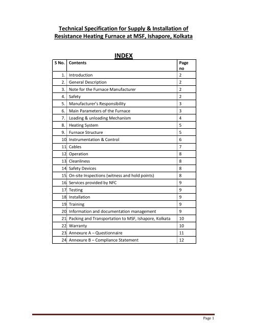 Technical Specification for Supply & Installation of ... - HRPU/NFC/UPT