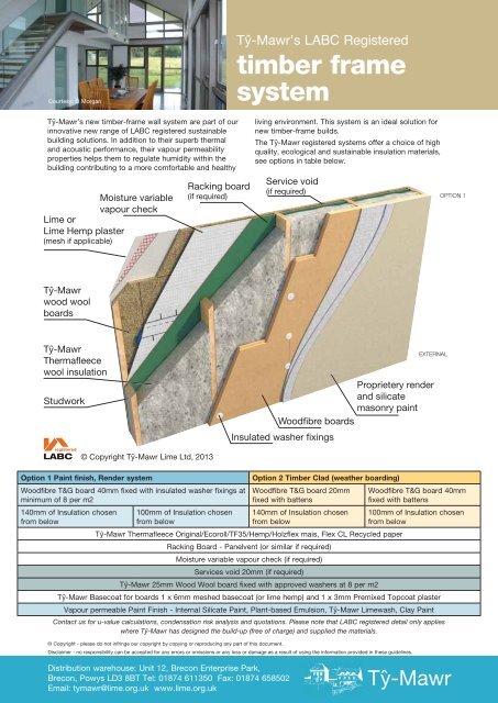 timber frame system - TÅ·-Mawr Lime
