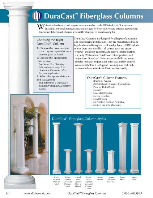 DuraCastâ ¢ Fiberglass Columns - Dixie Pacific
