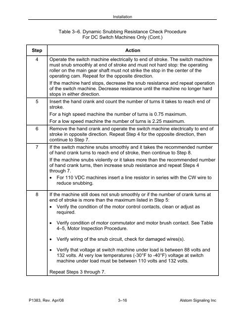 Installation Table 3–6.