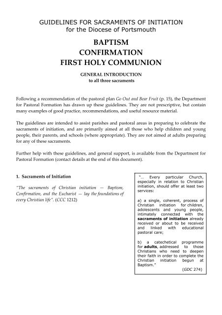 Confirmation - Roman Catholic Diocese of Portsmouth