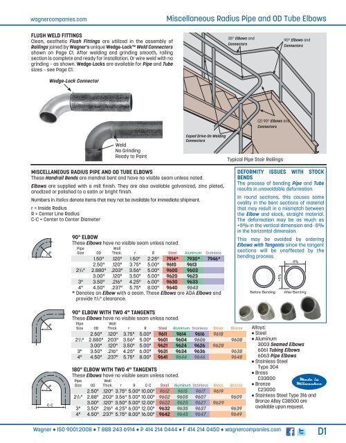 Elbows for Pipe and Tube - Wagnercompanies.com