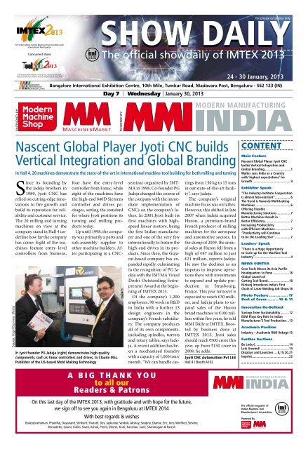 30 January 2013 - Indian Machine Tool Manufacturers' Association