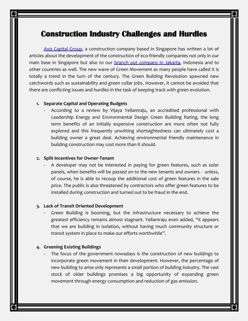 Construction Industry Challenges and Hurdles