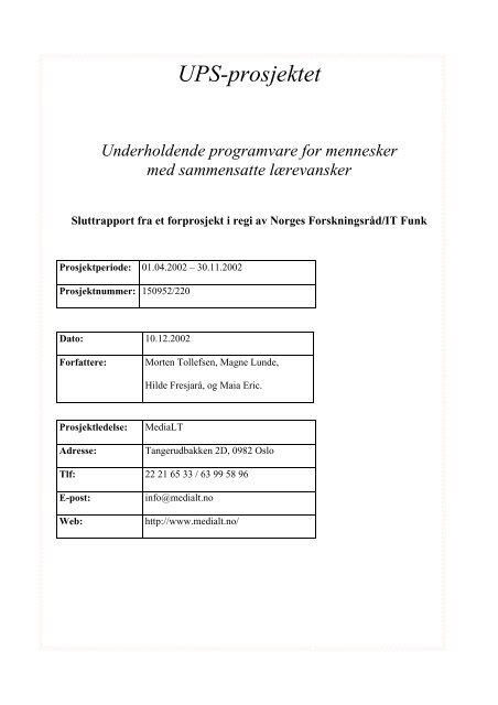 Sluttrapport - MediaLT