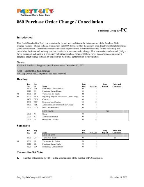 860 Purchase Order Change / Cancellation