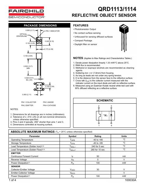 QRD1113 and QRD1114 Reflective Object Sensors - Solarbotics.net