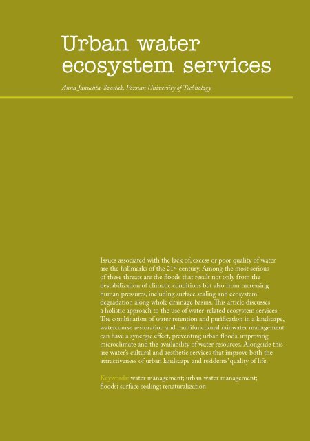 Urban water ecosystem services