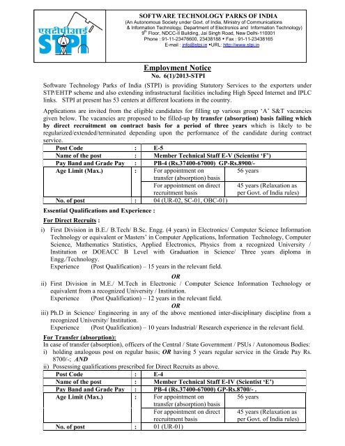 Employment Notice - STPI
