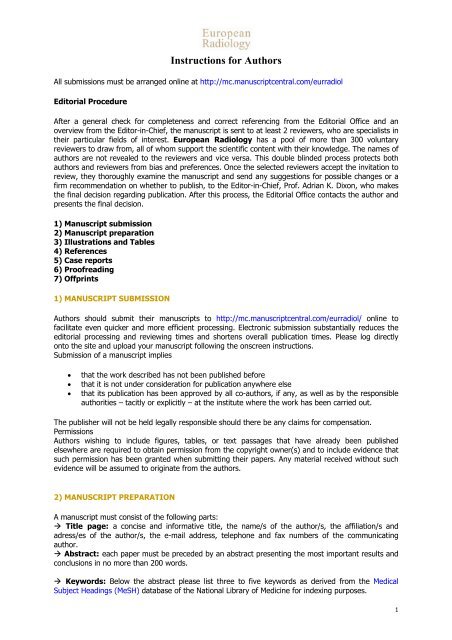 Instructions for Authors - myESR.org