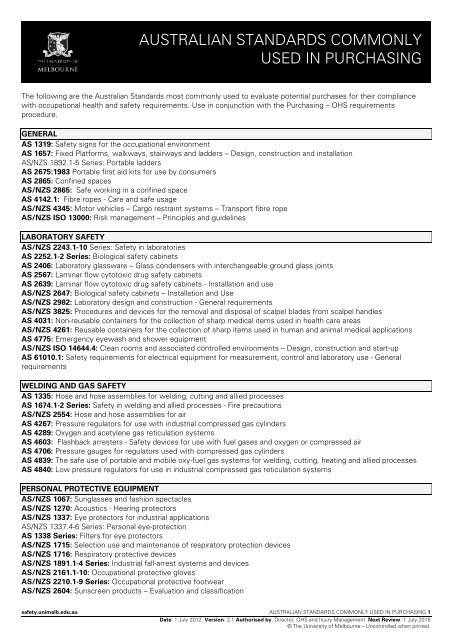 Australian Standards Commonly Used In Purchasing Safety, 55% OFF