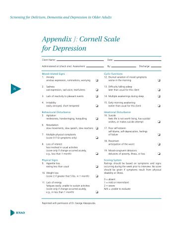 Depression: Cornell Scale for Depression in Dementia - Primaris