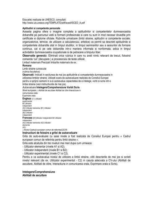 Educatie) realizata de UN