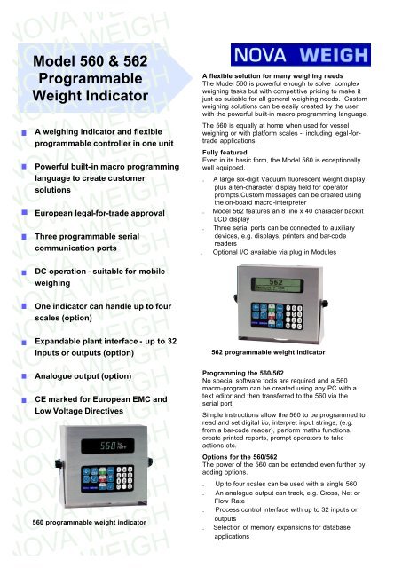 560-562 datasheet - Nova Weigh