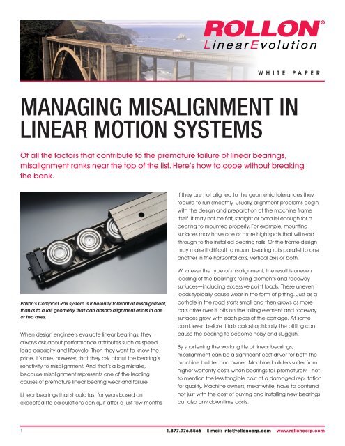 managing misalignment in linear motion systems - Rollon Linear ...