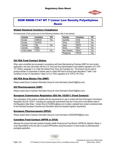 DOW DNDB-7147 NT 7 Linear Low Density Polyethylene Resin