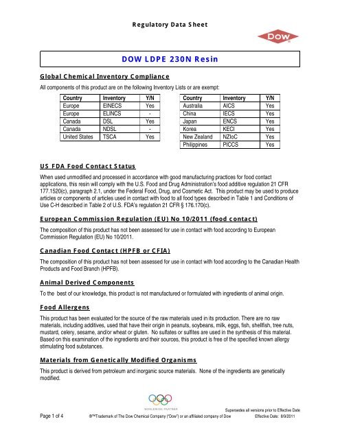 DOW LDPE 230N Resin