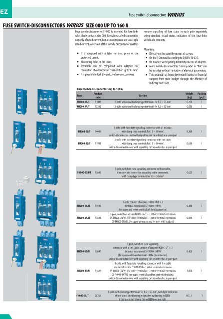 FUSE SWITCH-DISCONNECTORS SIZE 000 UP TO 160 A