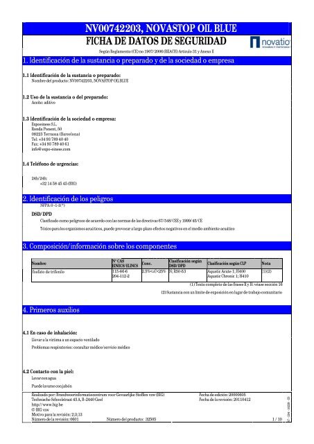 NV00742203, NOVASTOP OIL BLUE FICHA DE ... - Expo Einess