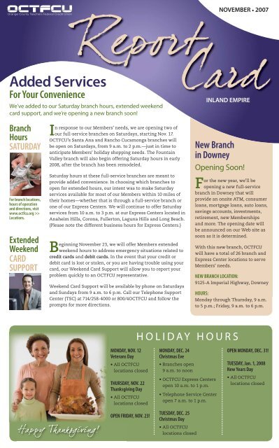 Report Card - SchoolsFirst Federal Credit Union