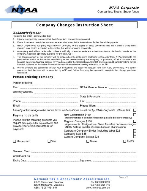Download Form - NTAA Corporate