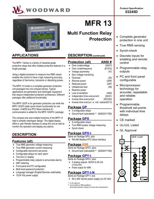 MFR 13 Multi Function Relay Protection