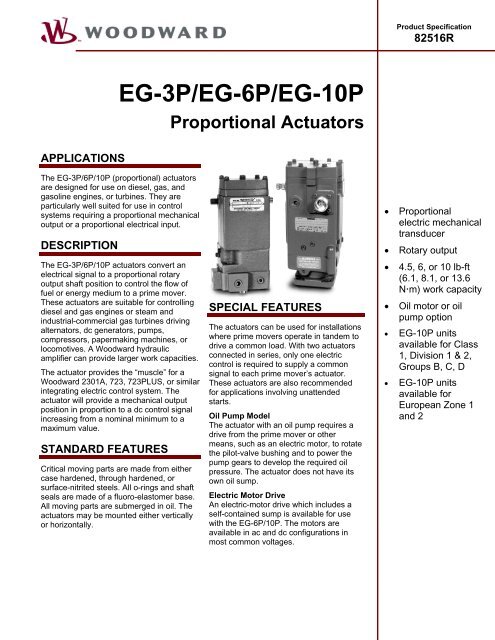 EG-3P/EG-6P/EG-10P Proportional Actuators