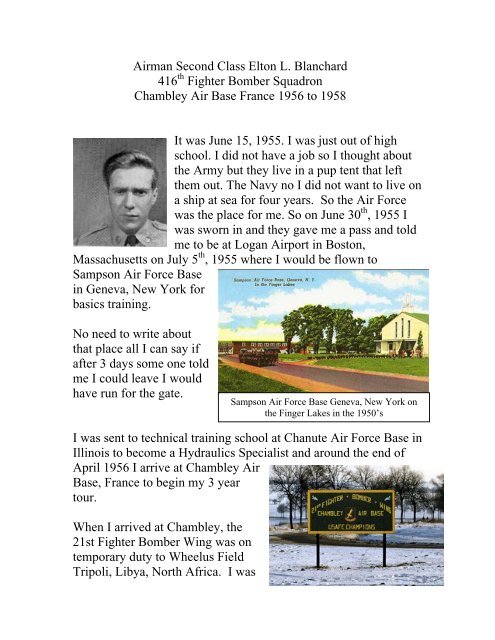 Airman Second Class Elton L. Blanchard 416th Fighter Bomber ...